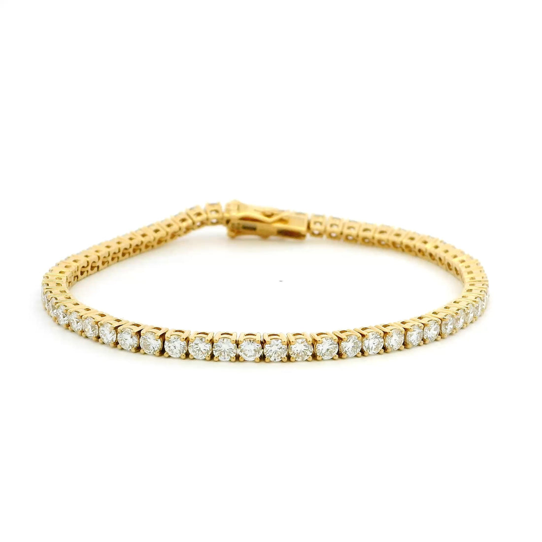 18ct Yellow Gold Laboratory-Grown Diamond Tennis Bracelet with Tongue