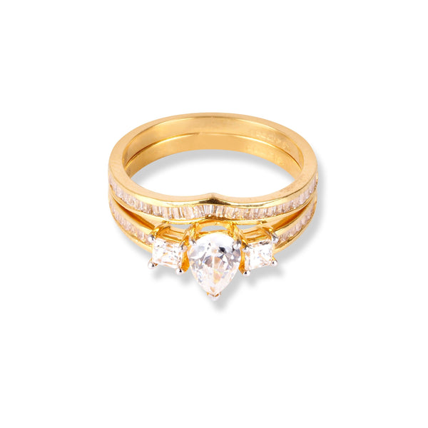 22ct Gold Engagement Ring & Wedding Band Set with Zirconia Stones