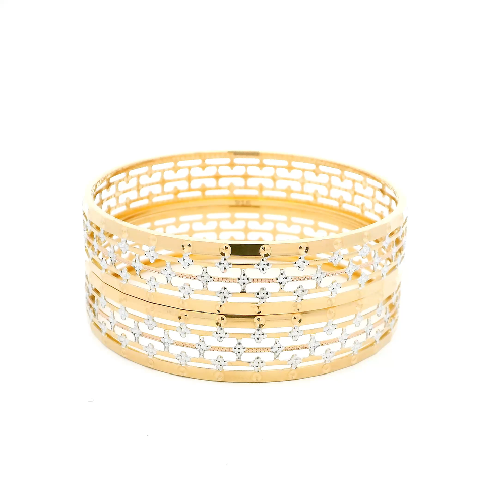 22ct Gold Bangles with Rhodium Plated Detailing – Traditional Women’s ...