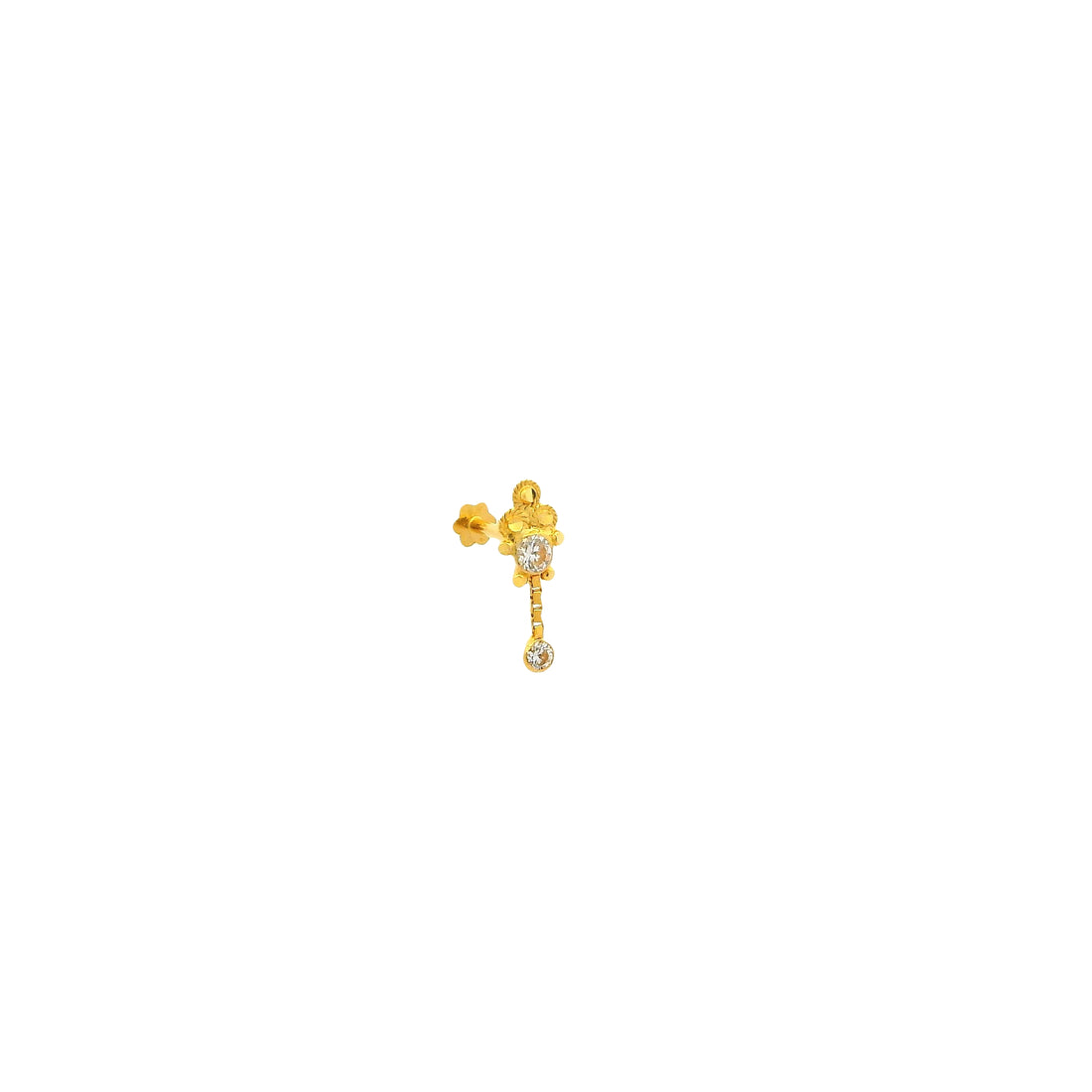 Elegant 18ct Gold Cubic Zirconia Drop Nose Stud – Design Selection