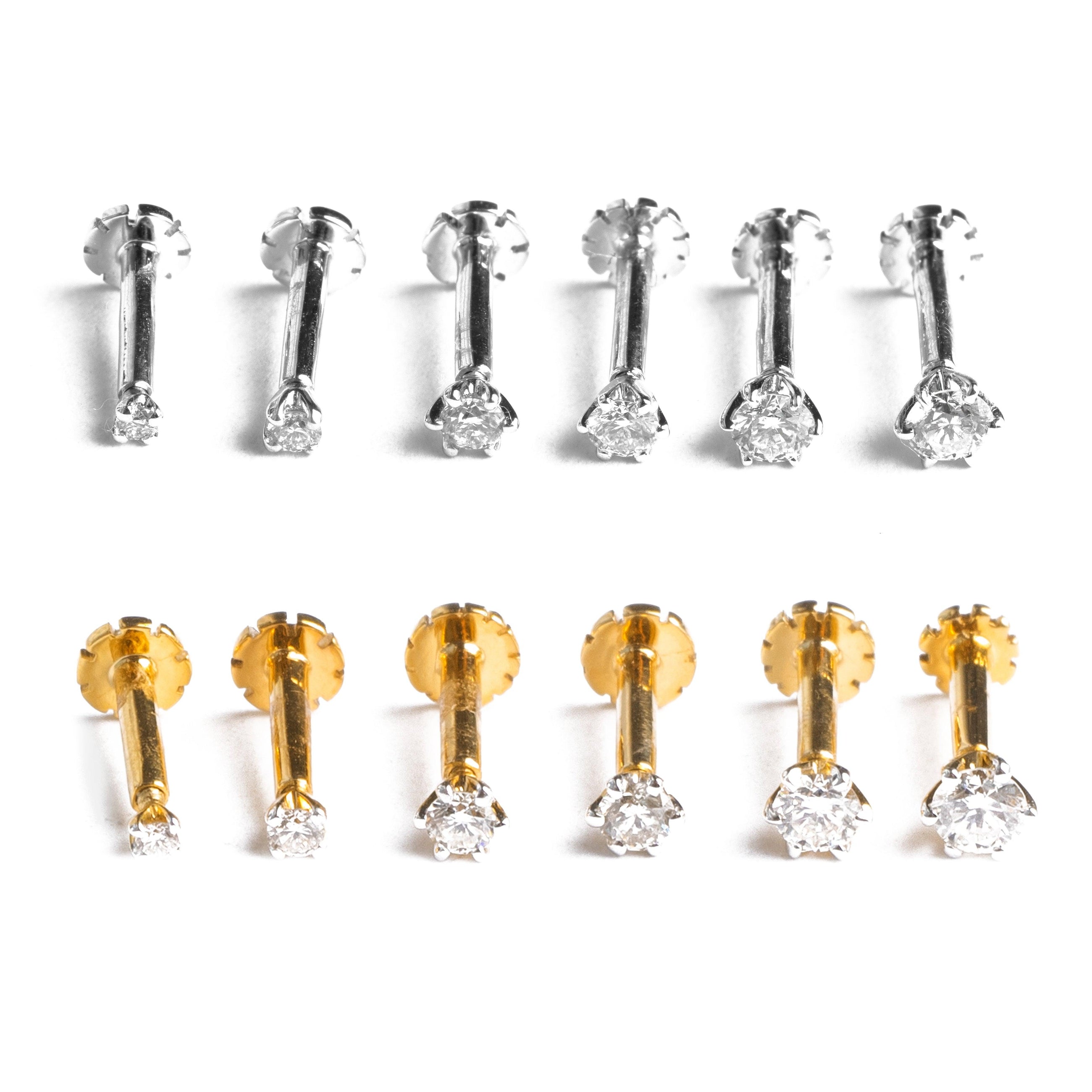 18ct Gold Nose Studs & Rings - Minar Jewellers UK
